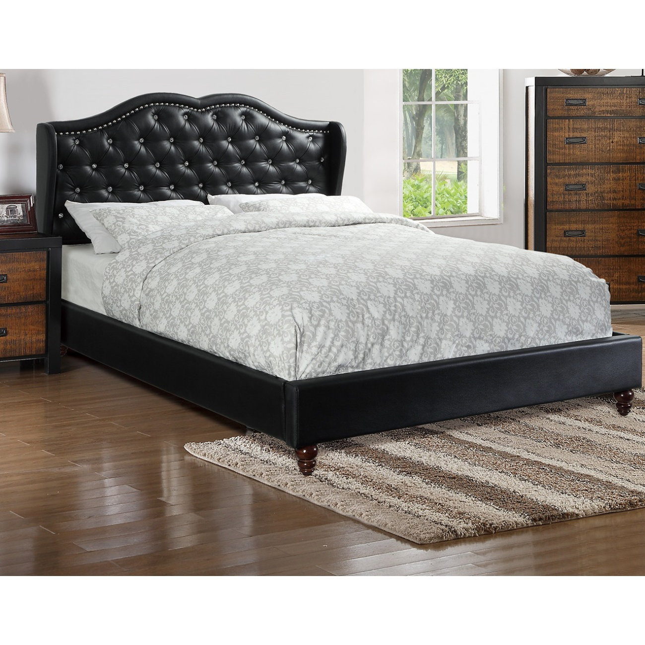 Latitude Run® Bed Bed Set Faux Leather Upholsted Wingback Design Bed ...