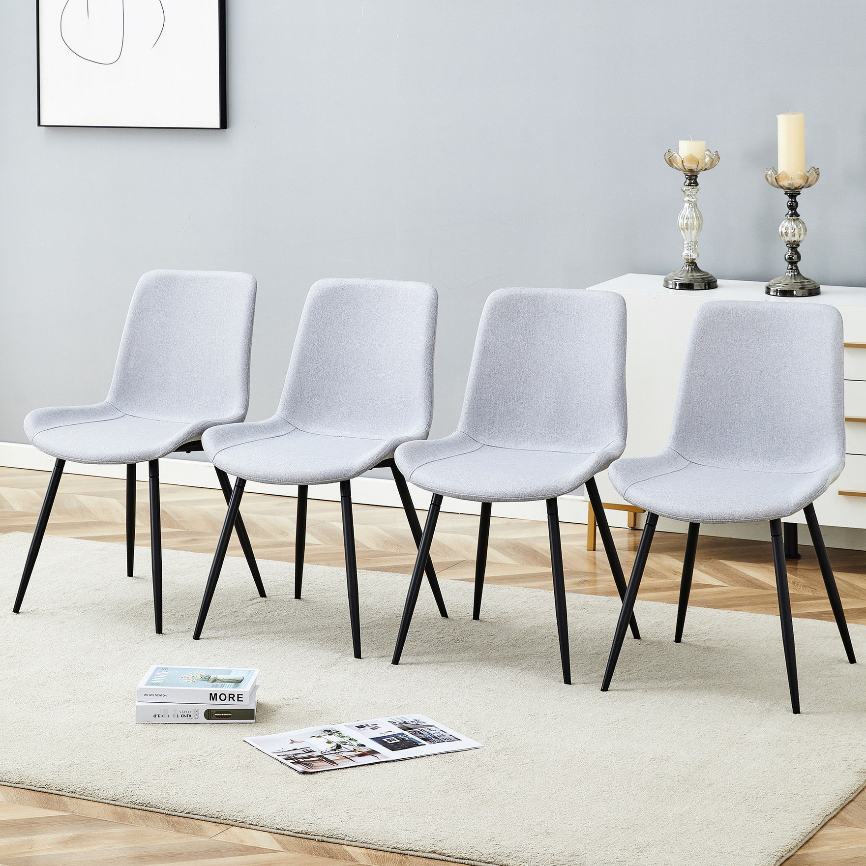 George Oliver 4 Grey Dining Chair - Comfortable And Chic. Integrated ...