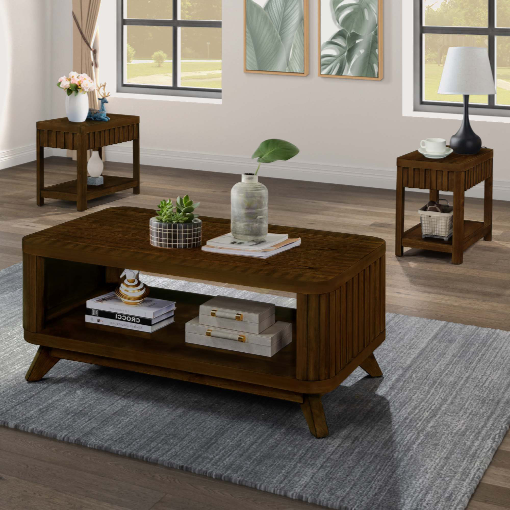 Corrigan Studio® Rectangular Living Room Coffee Table Set, 3-Piece ...