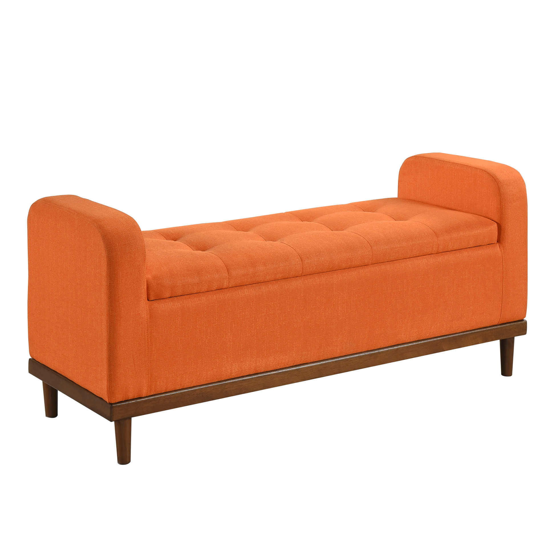 Latitude Run® Mid-Century Modern Storage Bench For Bedroom, Solid Wood ...