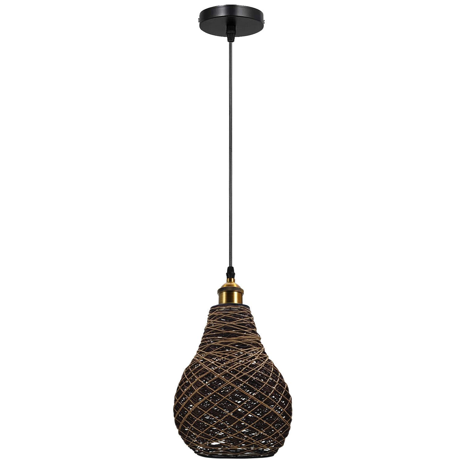 17 Stories Natural Rattan Style Ceiling Pendant Light Shade E27 Base ...