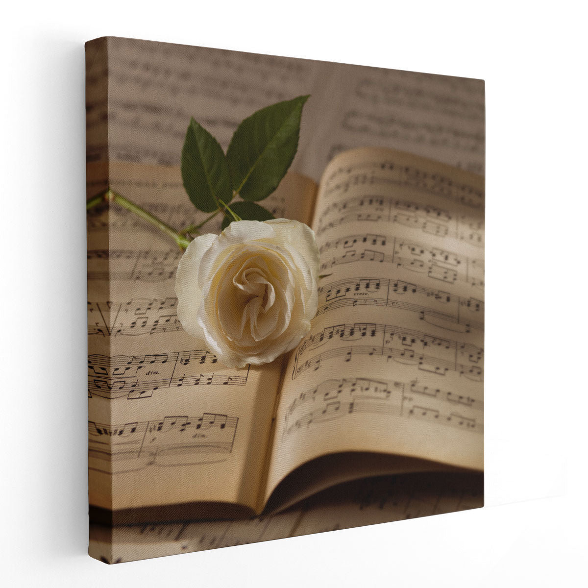 Ebern Designs Rose on Musical Notes Book - Canvas Print Wall Art | Wayfair