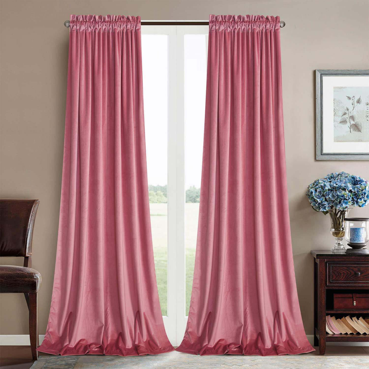 Everly Quinn Candy Pink Velvet Curtains For Bedroom, Luxury Room ...