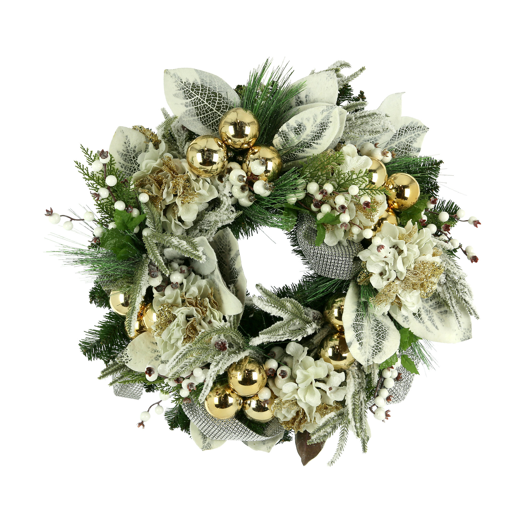 The Holiday Aisle® Jeyli Snowy Leaves 28" Wreath | Wayfair