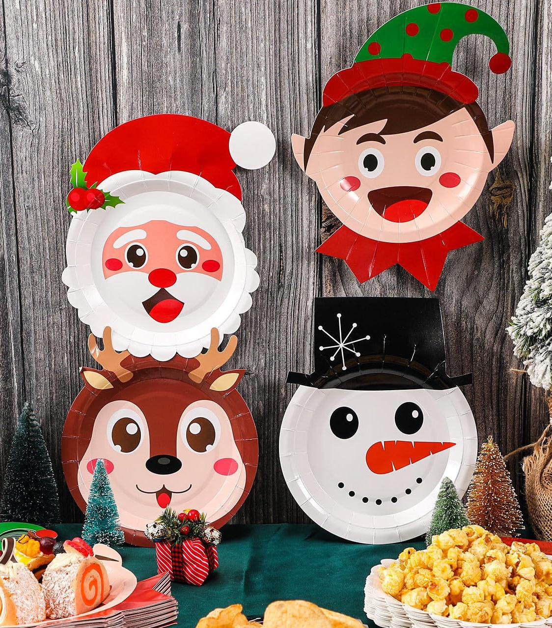 COEN 100-Piece Christmas Paper Plates Set – Disposable Santa Dinnerware ...