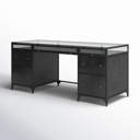 Four Hands Shadow Box Glass Executive Desk & Reviews | Perigold