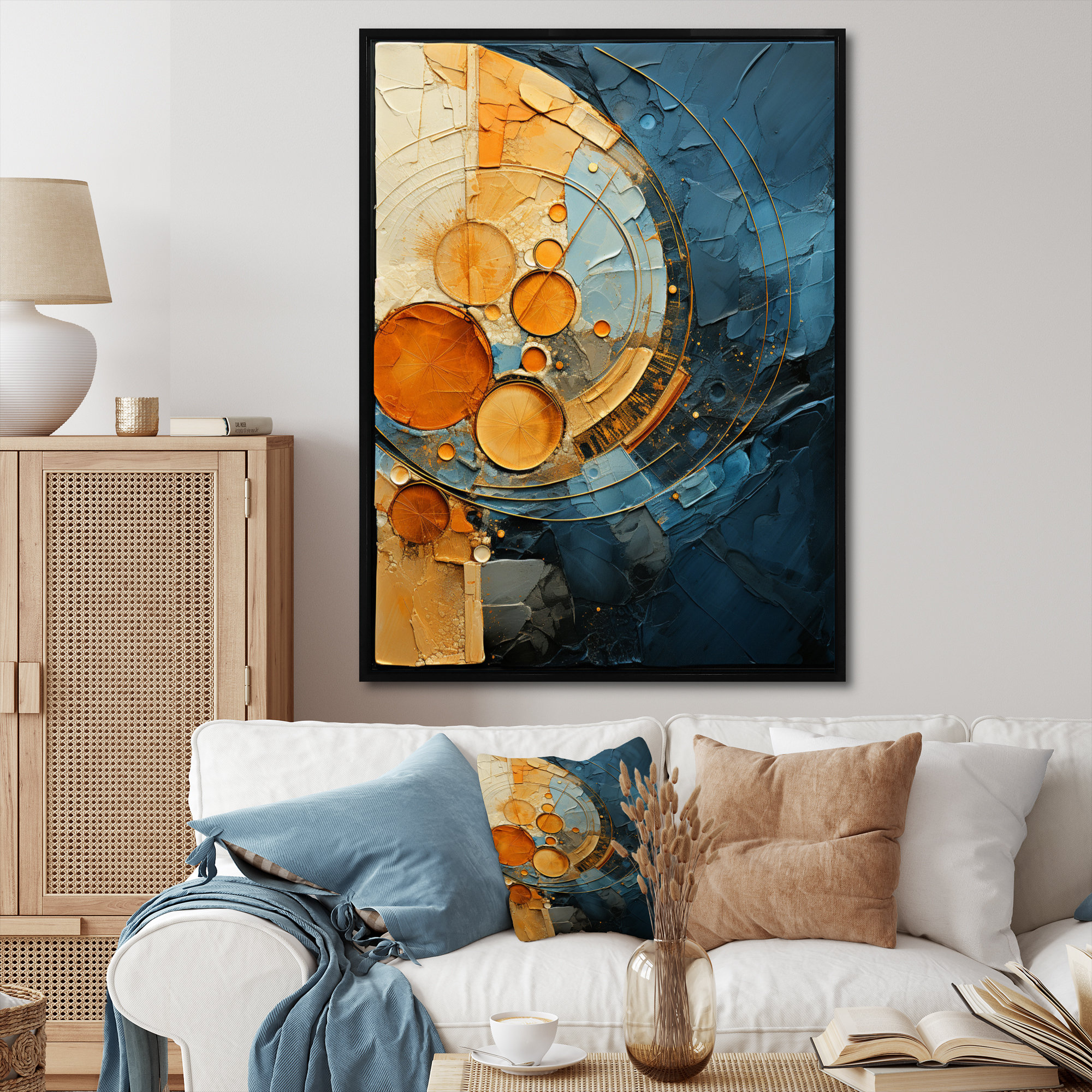 Mercer41 Nissma Gold Teal Abstract Spirals I Framed On Canvas Print ...