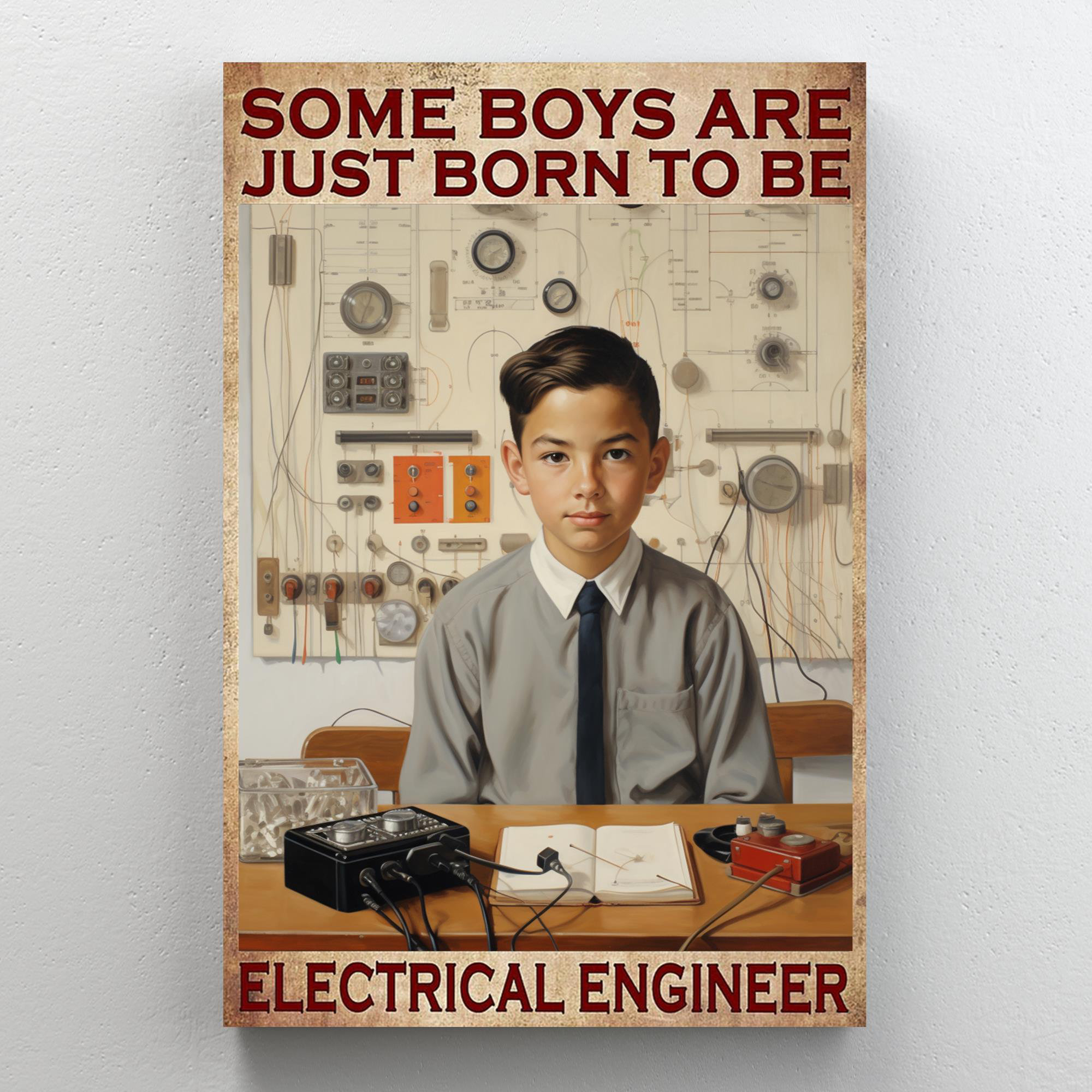 Trinx Just Born To Be Electrical Engineer On Canvas Graphic Art | Wayfair
