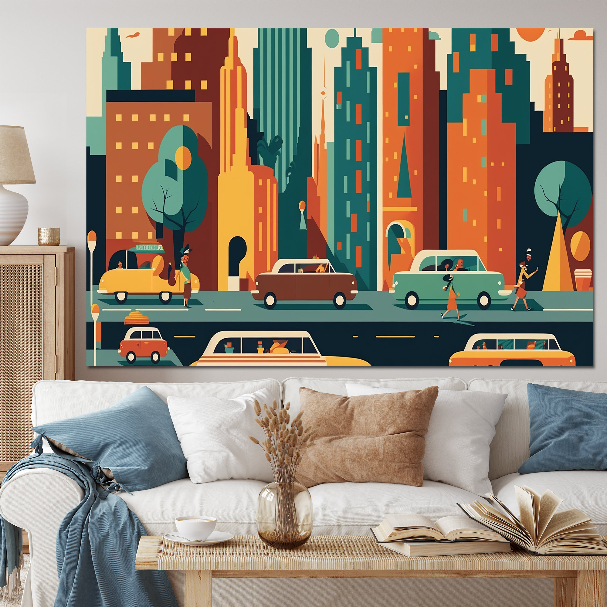 Red Barrel Studio® Colorful Cityscape V - Cityscapes Canvas Wall Art ...