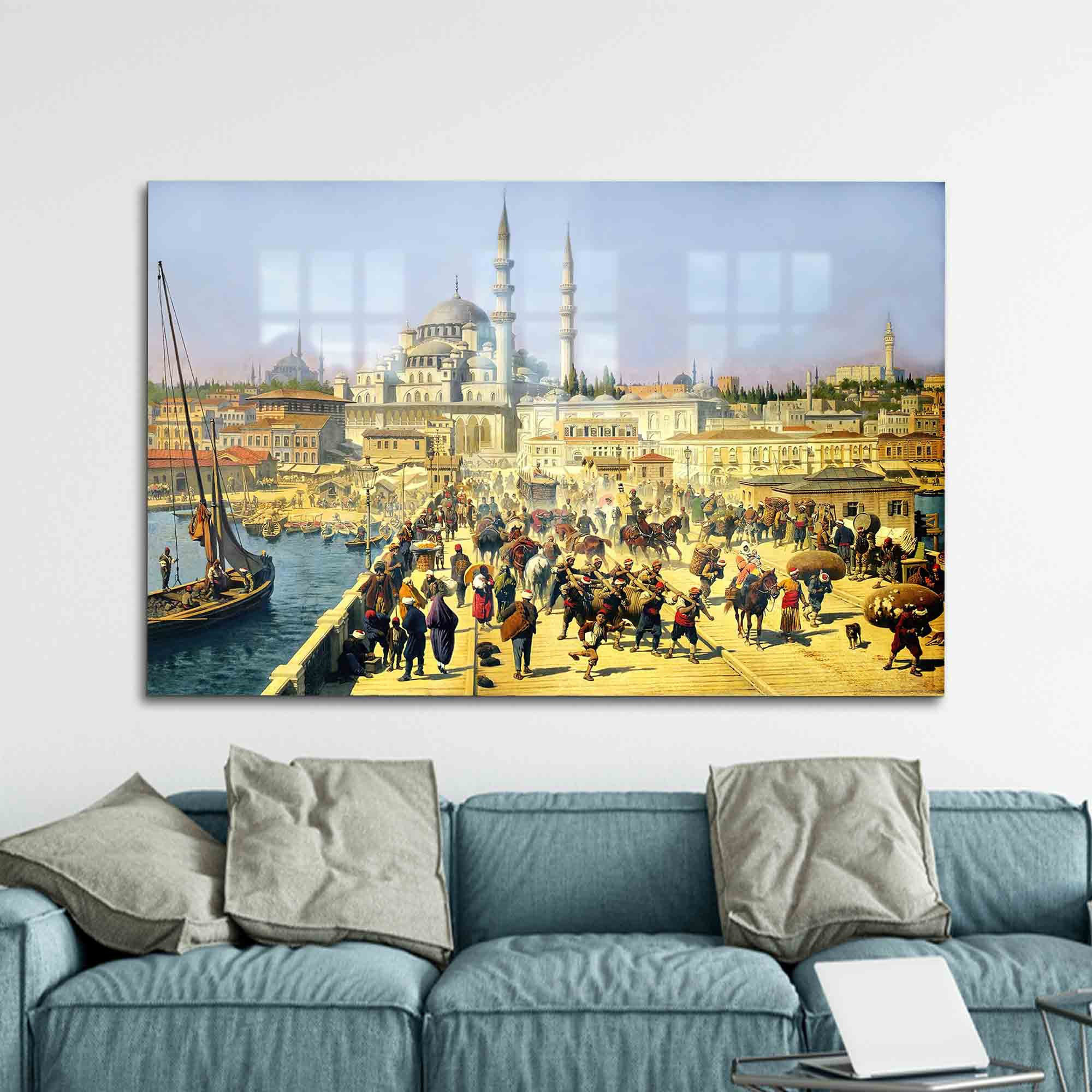 Red Barrel Studio® Vintage-Inspired Galata Bridge Landscape Glass Wall ...