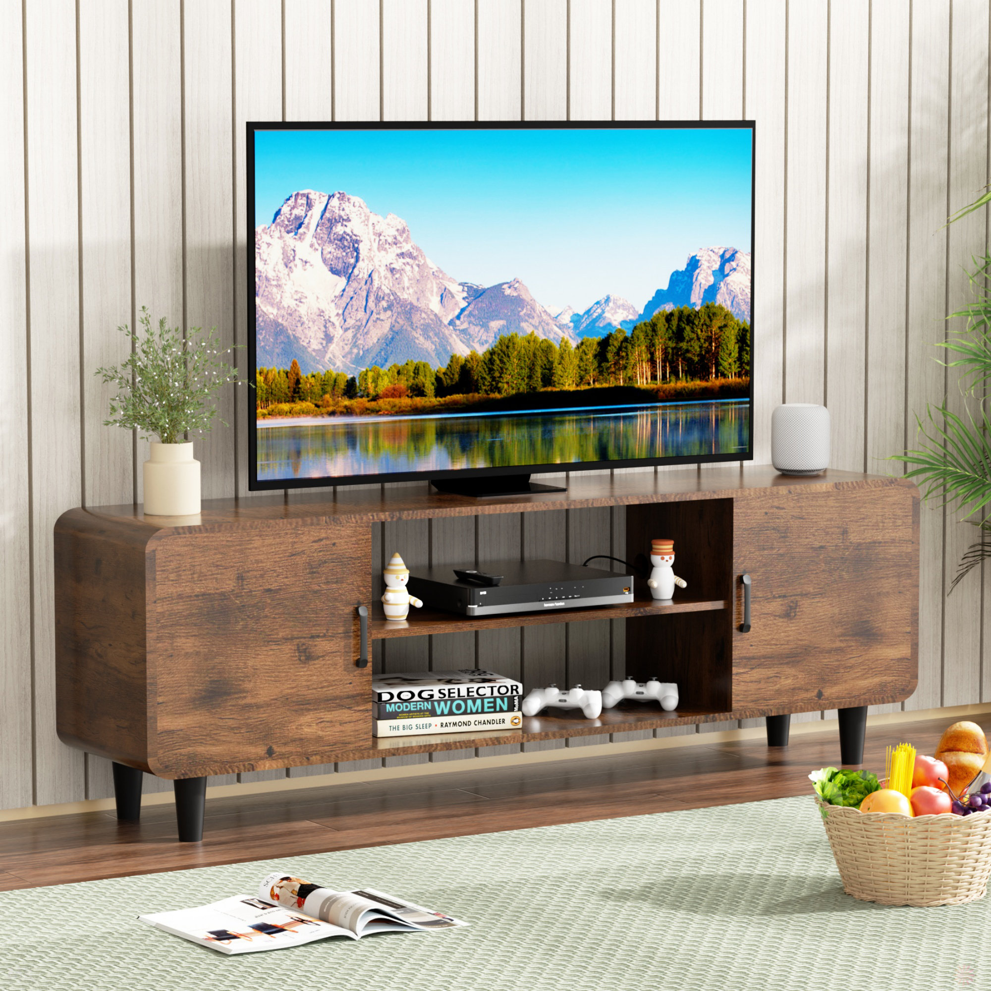 Millwood Pines TV Stand For 55 Inch TV, Entertainment Center With ...
