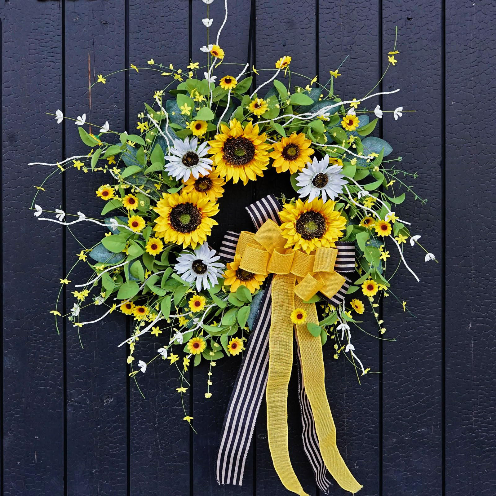 One Allium Way® Summer Wreath For Front Door, Artificial 22 Inch Spring ...