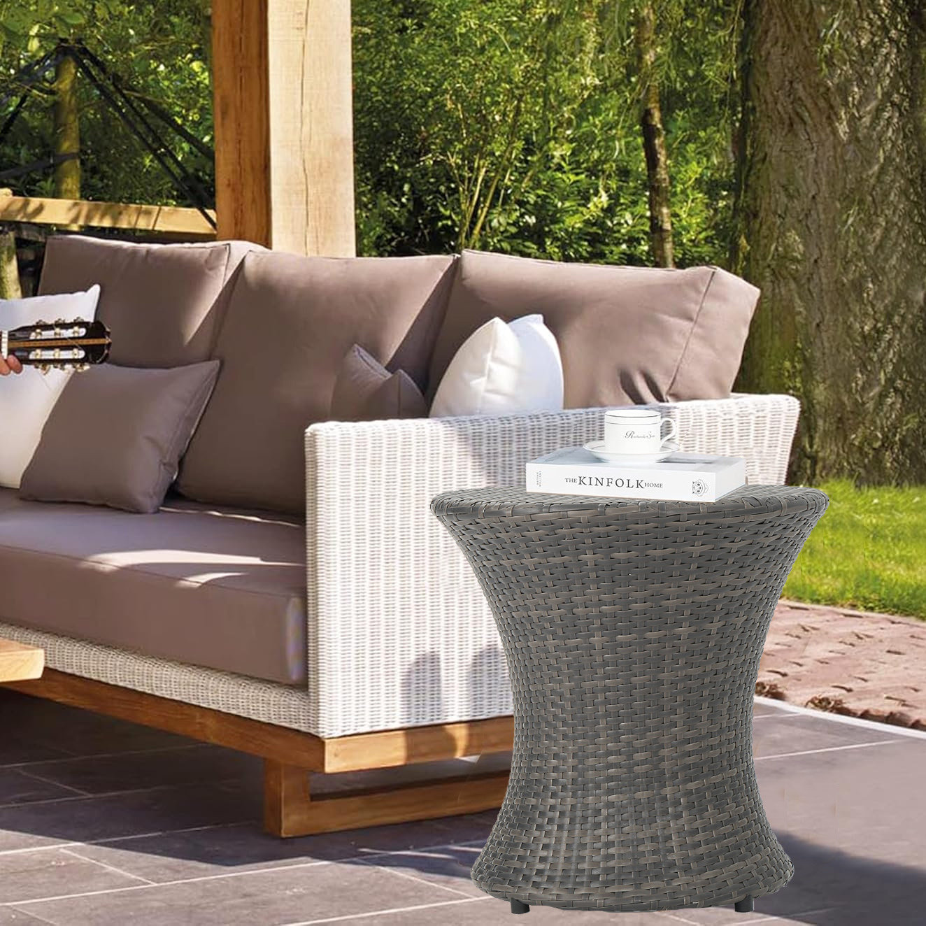 Lark Manor™ Outdoor Small Side Table Patio Rattan End Table 19.7 Inch ...