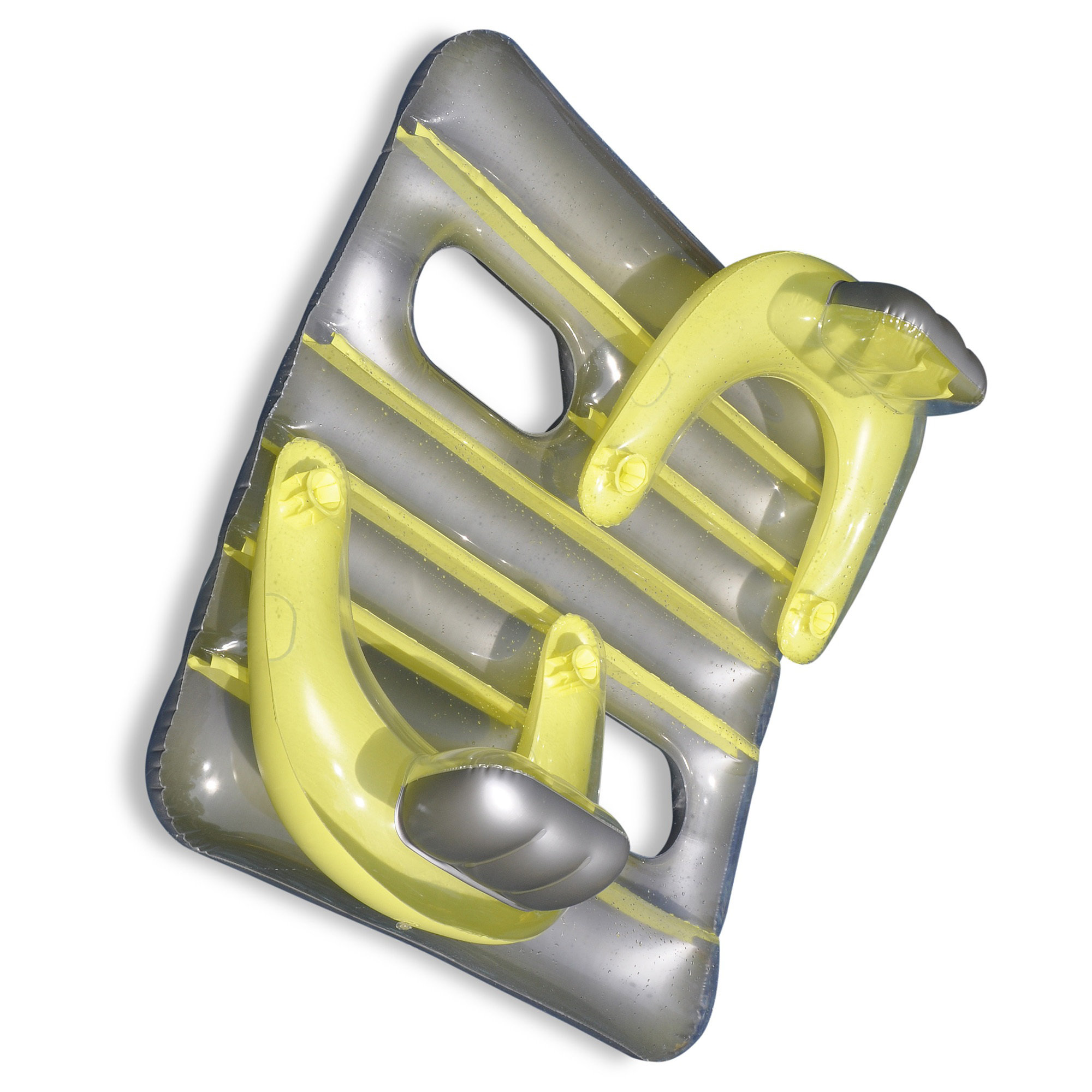 Pool Central 66" Yellow And Silver Inflatable Face-To-Face Pool Raft ...