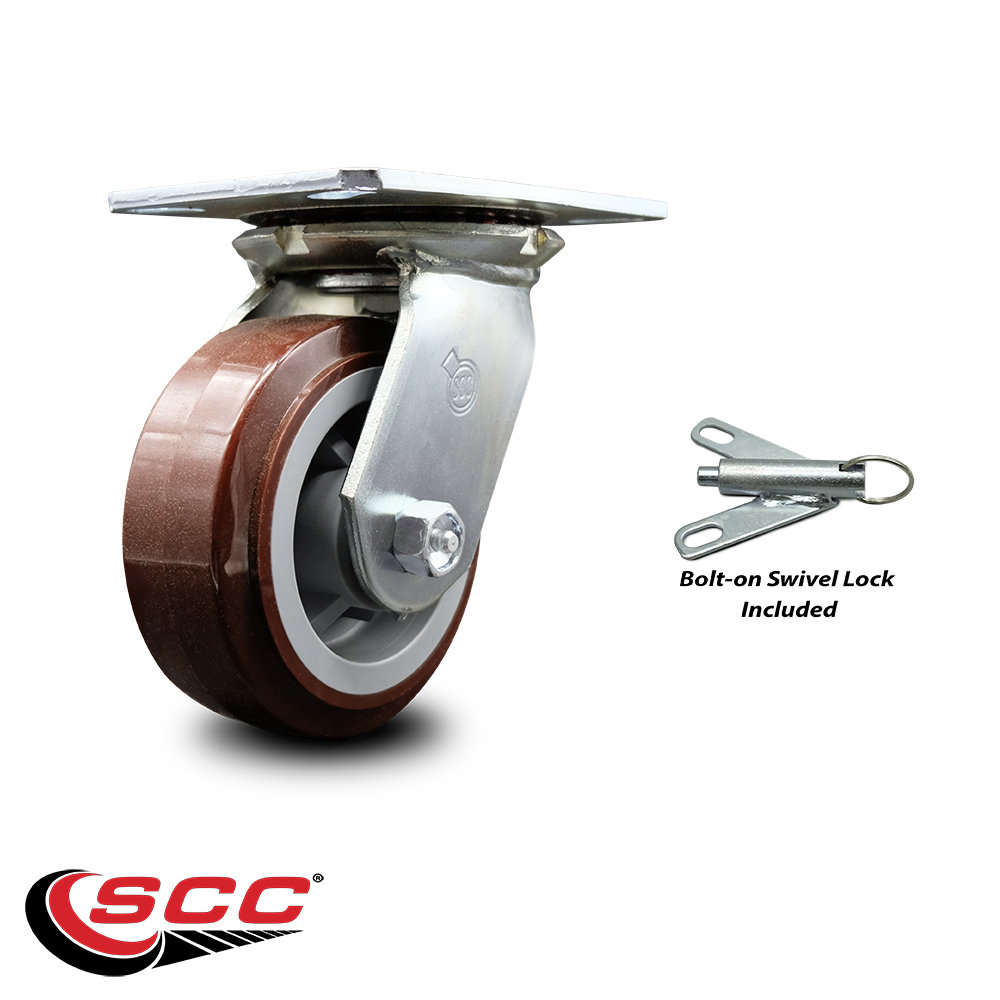 Service Caster 5 Inch Heavy Duty Polyurethane Caster with Ball Bearing ...