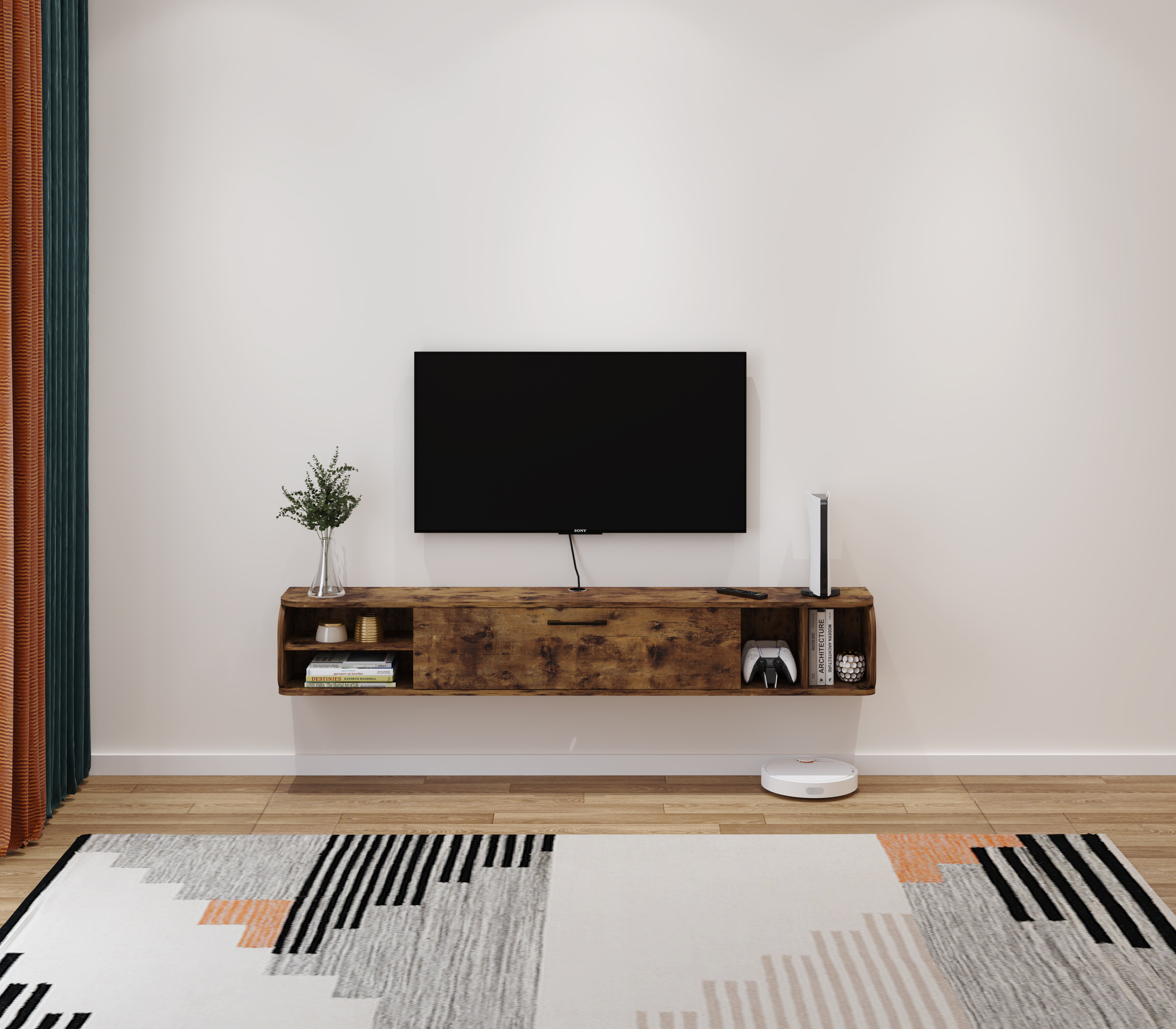 Millwood Pines Artavious Solid Wood Floating TV Stand | Wayfair