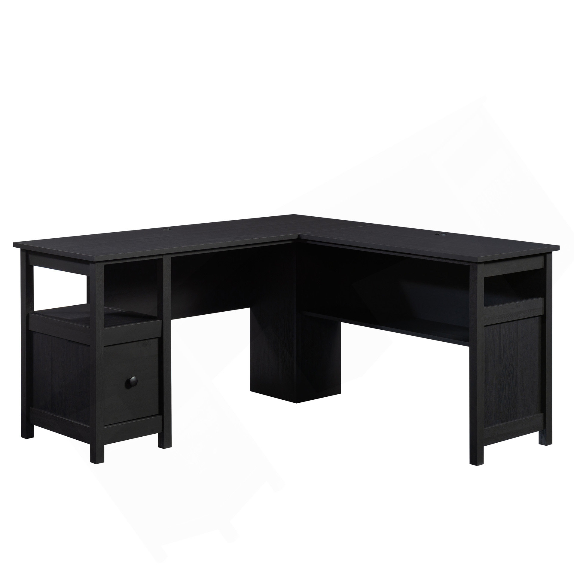 Inbox Zero L-Shaped Desk, Black Finish | Wayfair