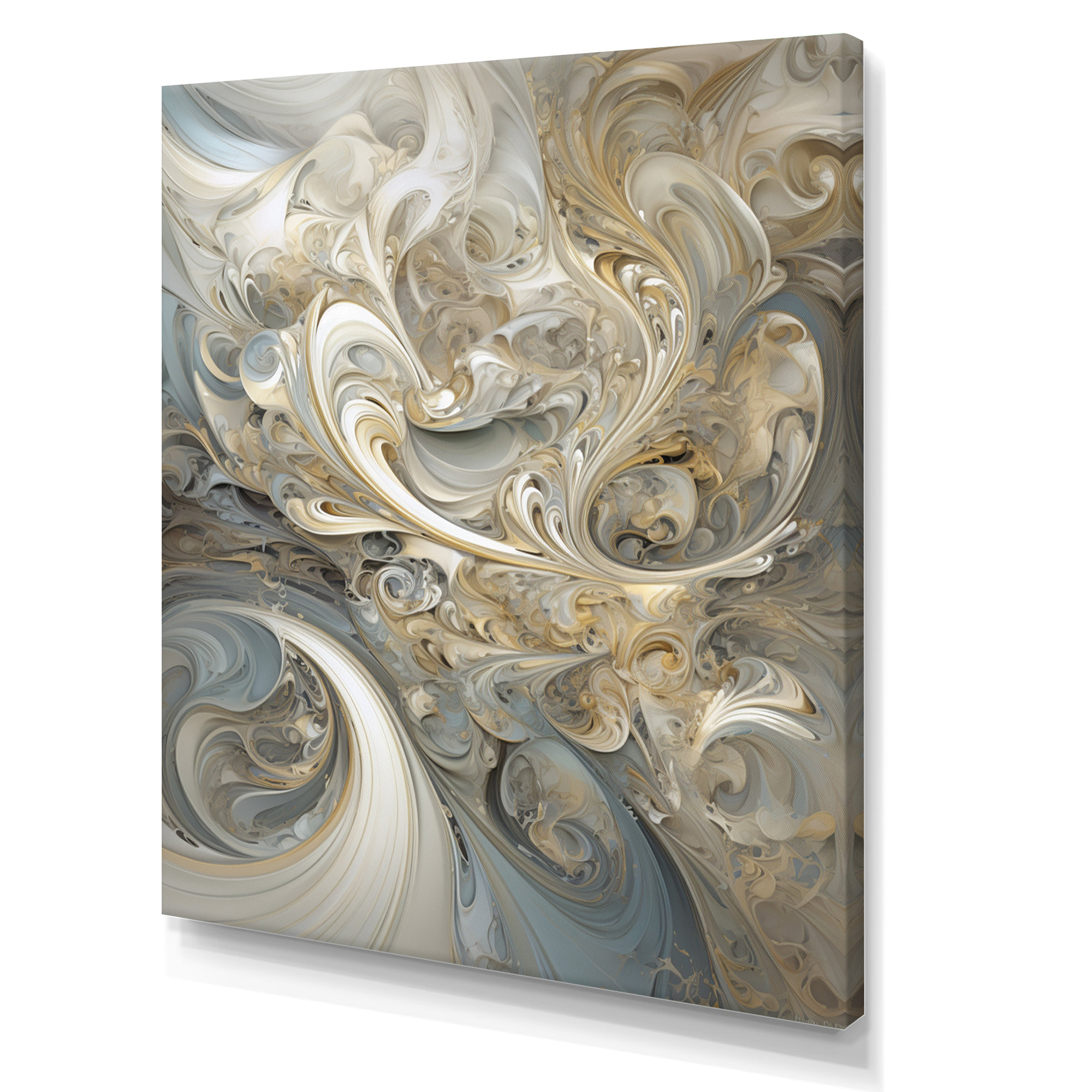 Wrought Studio™ Fractal Whirl in Retro Gold and White - Fractals Wall ...