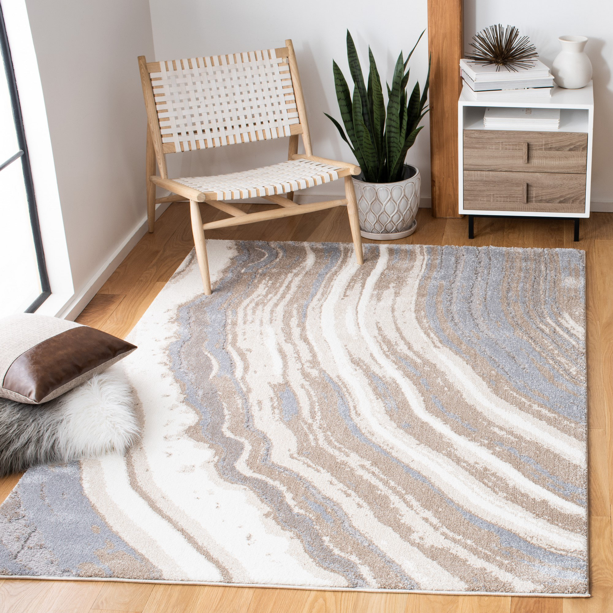 Wrought Studio Jonty Shag Performance Abstract Rug - Wayfair Canada