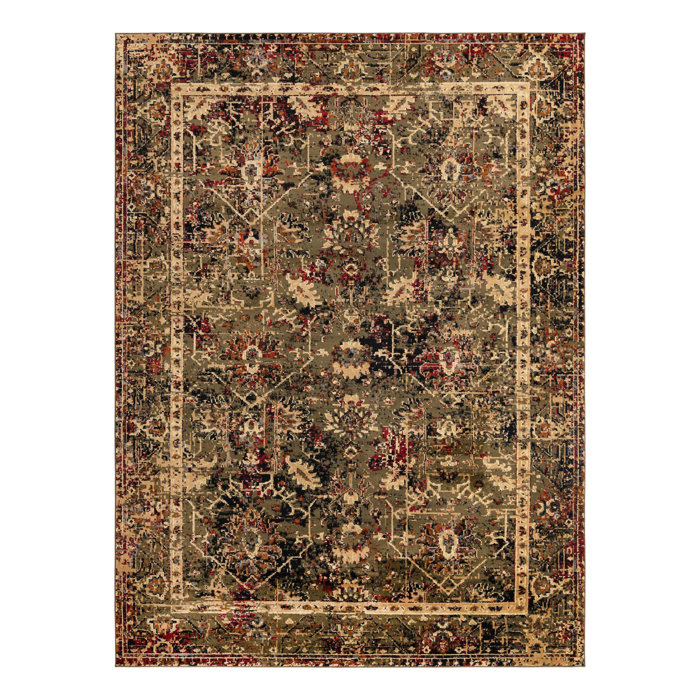 Langley Street Alameda Power Loom Performance Green/Red/Tan Rug ...