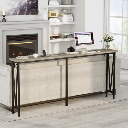 17 Stories Rustic Console Table With Power Outlets | Wayfair