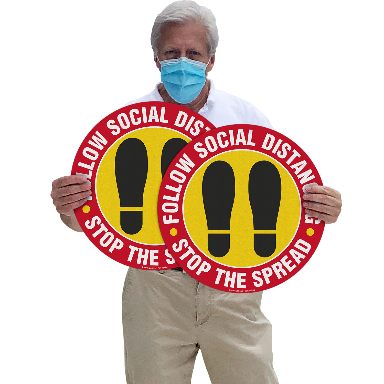 SmartSign Follow Social Distancing Stop The Spread Anti-Slip Adhesive ...