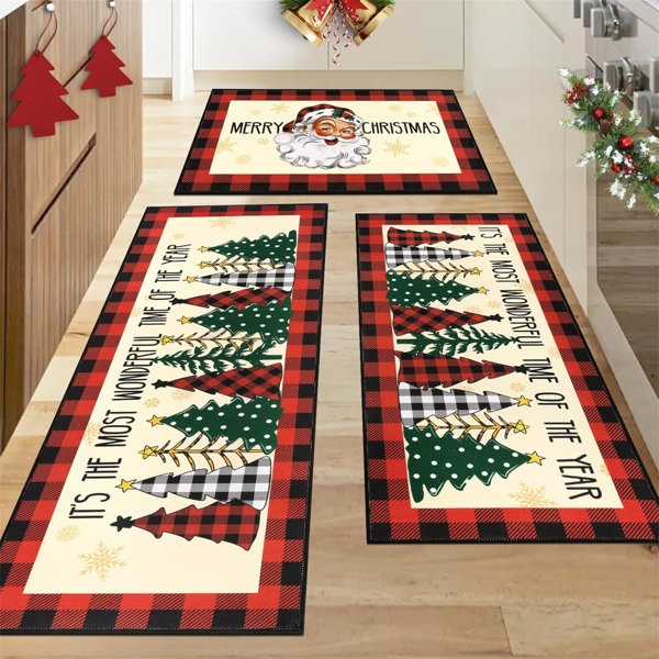 The Holiday Aisle® Christmas Kitchen Rug Set | Wayfair