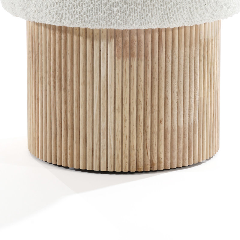 Latitude Run® Modern Upholstered White Footstool with Storage and Wood ...