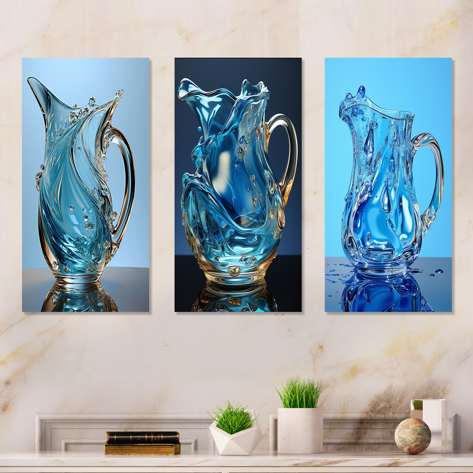 Design Art Water Pitcher Perspectives - Drinkware Wall Decor Set Of 3 ...