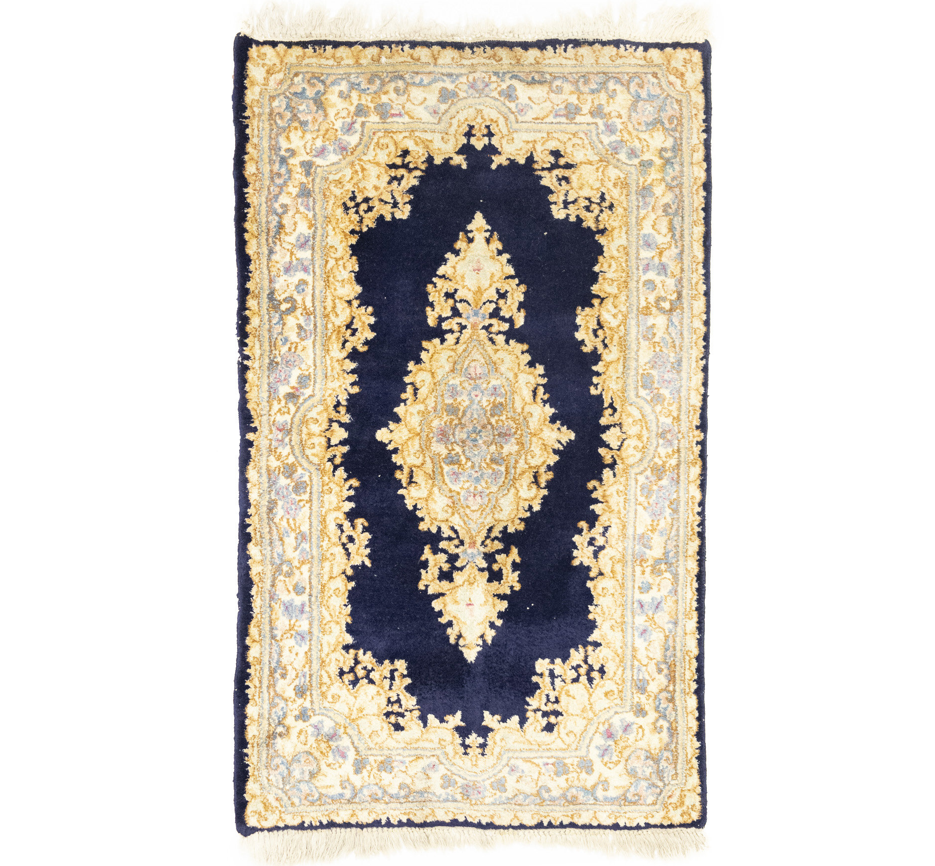 ADMINRUGS Blue Floral Traditional Kirman 3X5 Handmade Oriental Area Rug ...