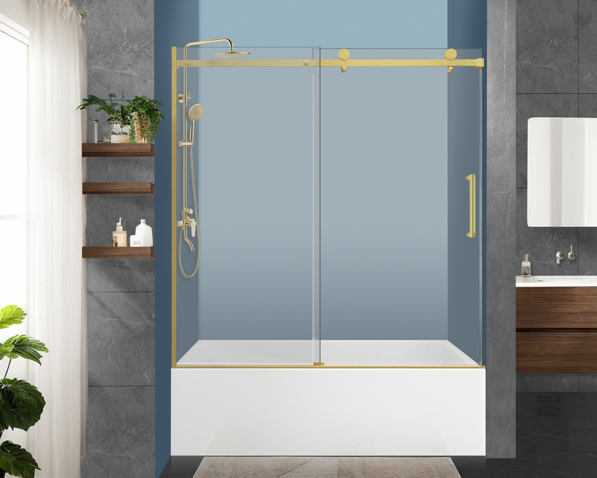 CKB 55'' - 59" W x 60'' H Sliding Frameless Tub Door & Reviews | Wayfair