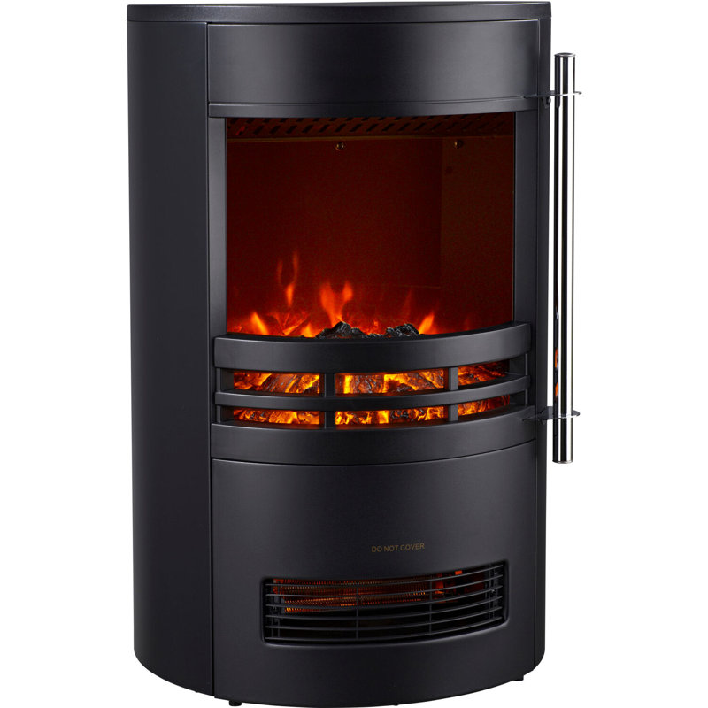 Cambridge Round Freestanding Electric Fireplace in Black | Wayfair