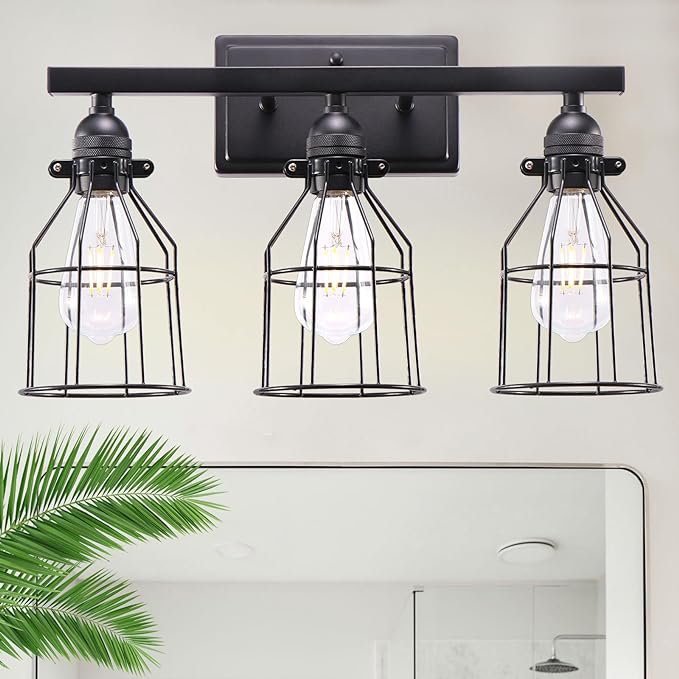 17 Stories Black Wall light with Metal Guard Cage | Wayfair