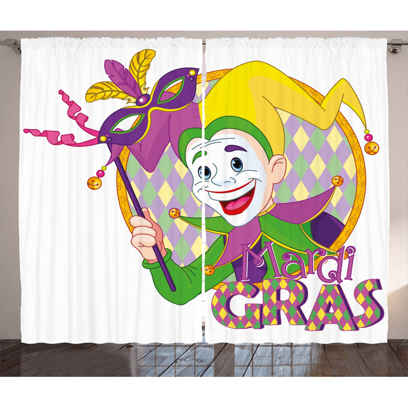 Ambesonne Arcelin Cartoon Design of Mardi Gras Jester Smiling and ...