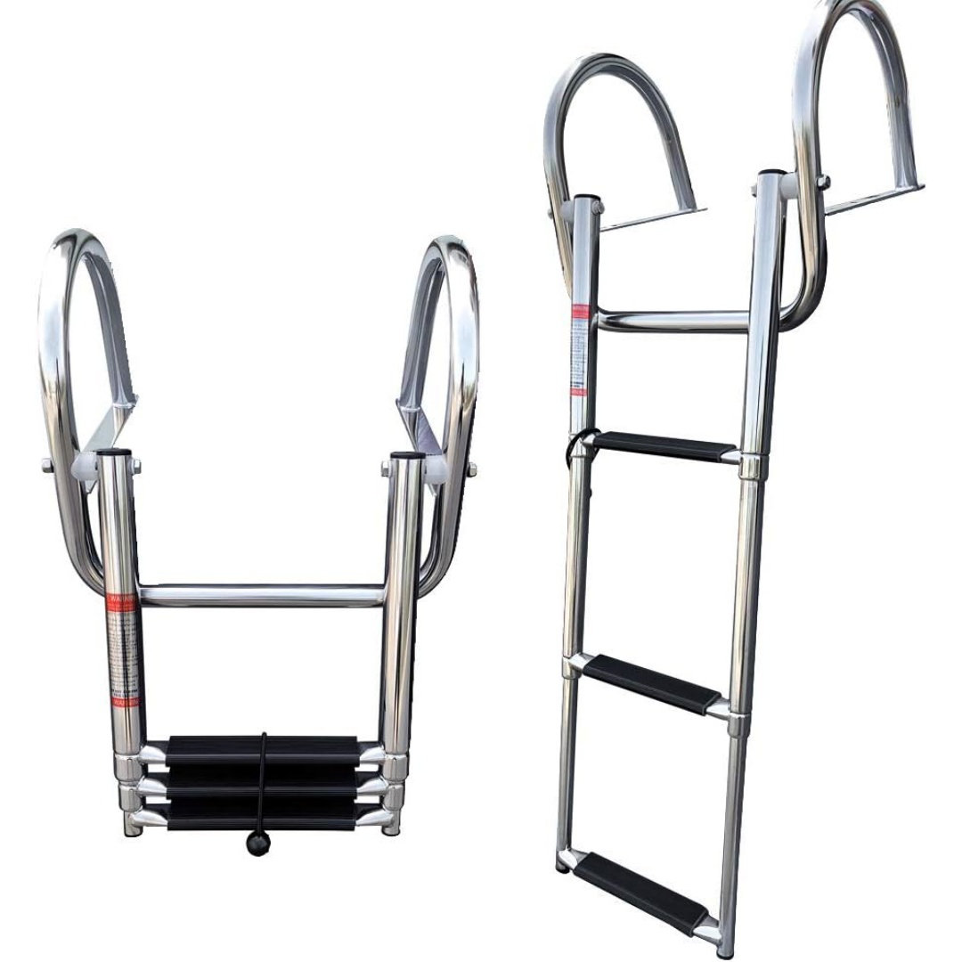 DESIGN SHOP BY SHELL Pontoon Boat Ladder, Stainless Steel 3 Step ...