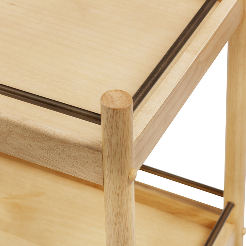 Latitude Run® Solid Wood Serving Bar Cart With Wheels And Guard Rails ...