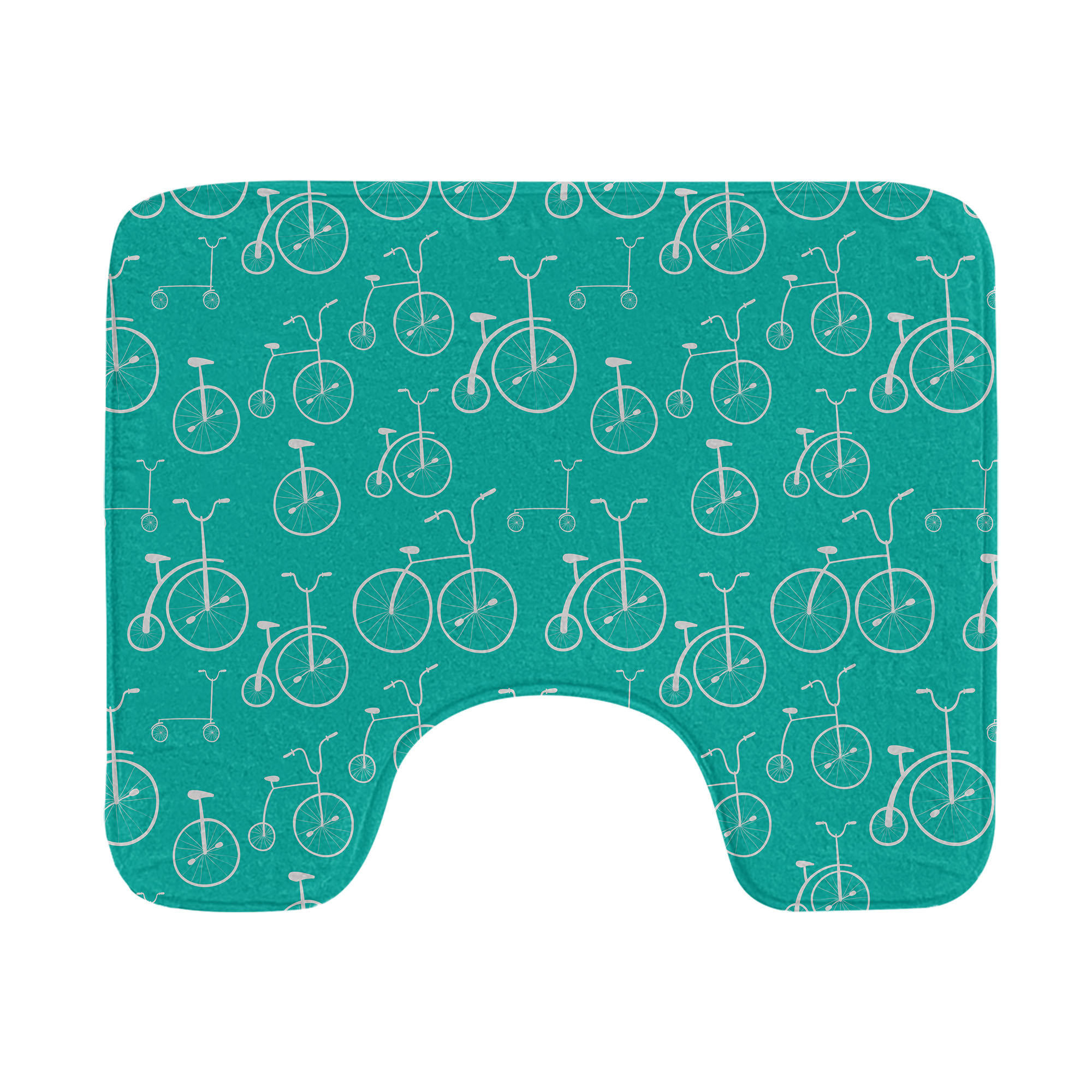 George Oliver Bicycle Toilet Mat U-Shape Bathroom Rug 20" Dark Seafoam ...