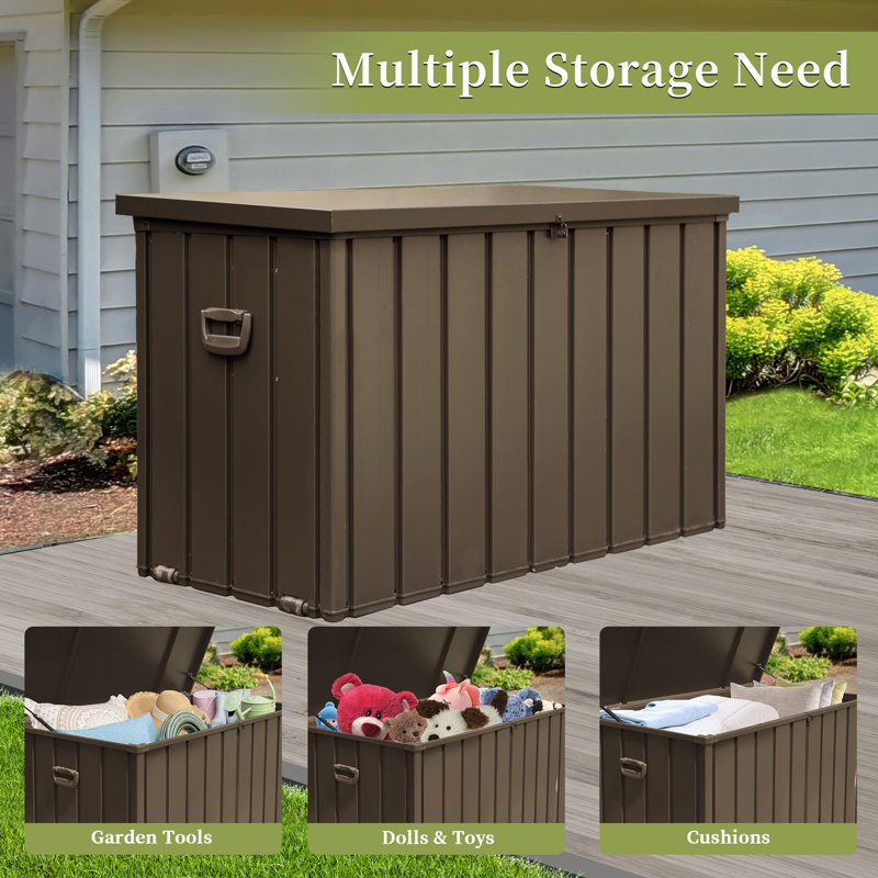 domi outdoor living Domi Louvered Deck Box 200 Gallons Water Resistant ...