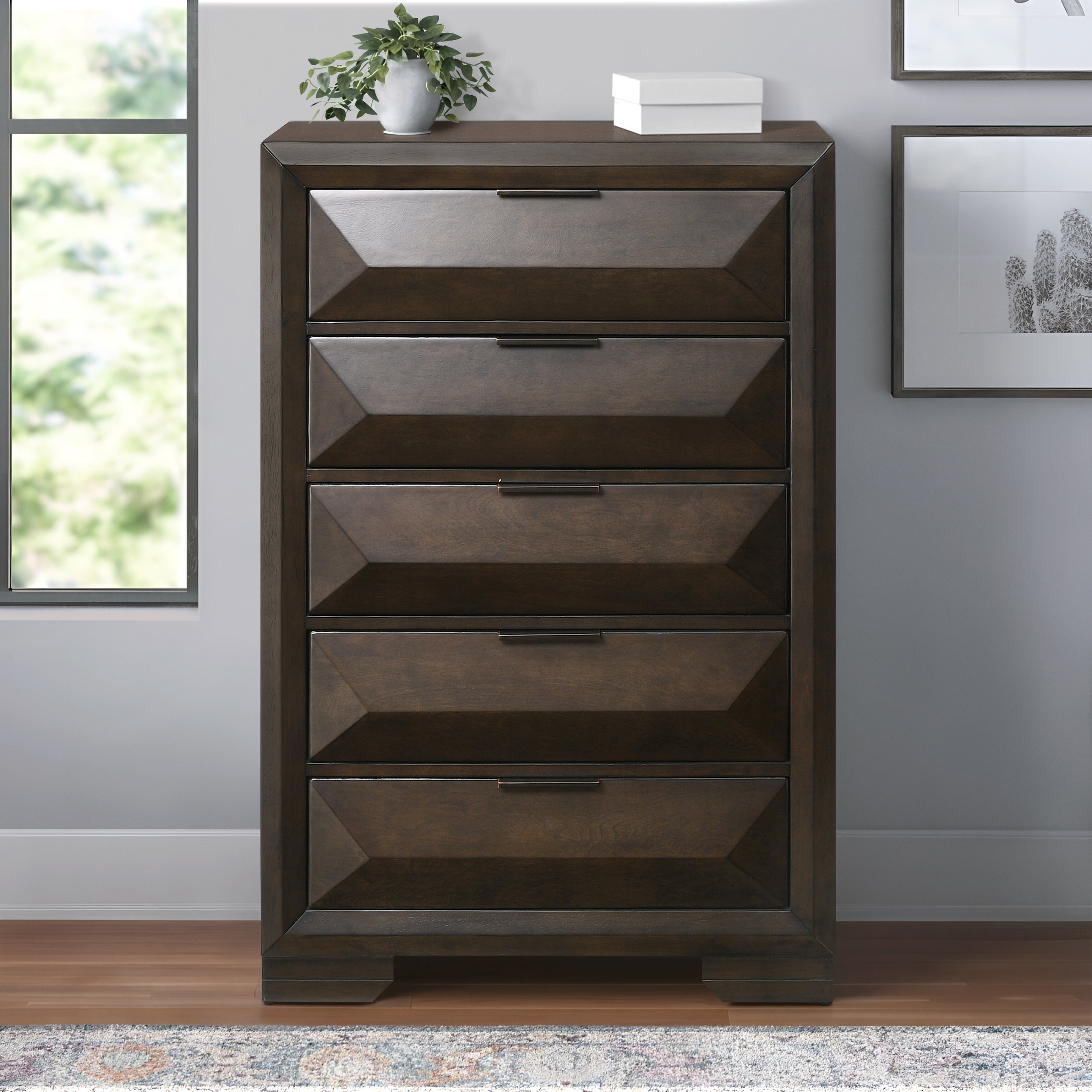 Ivy Bronx Kaylani Wooden 5 Drawer Chest | Wayfair