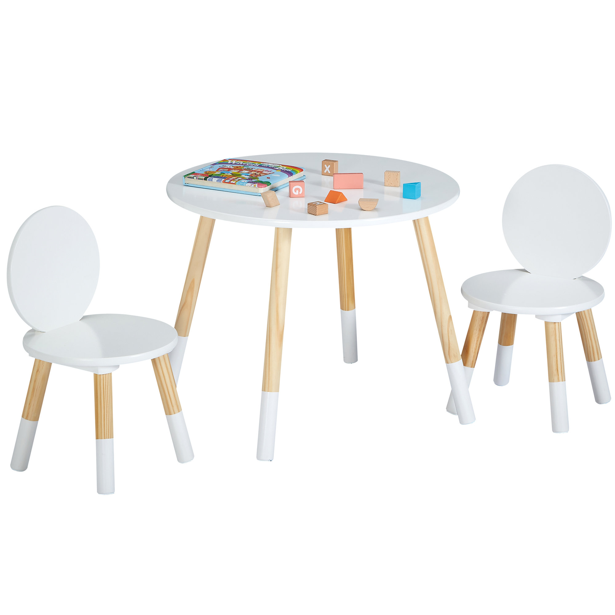 Vecelo Round Table Portable Plastic Dining Card Table And Chair Set ...