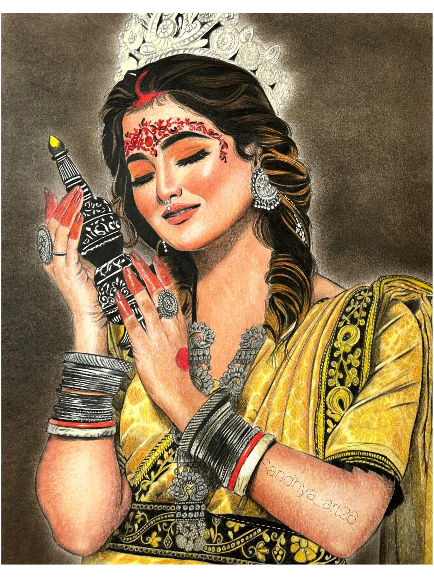 Bungalow Rose Hindu Goddess | Pencil Color On Bristol Paper | Sandhya ...