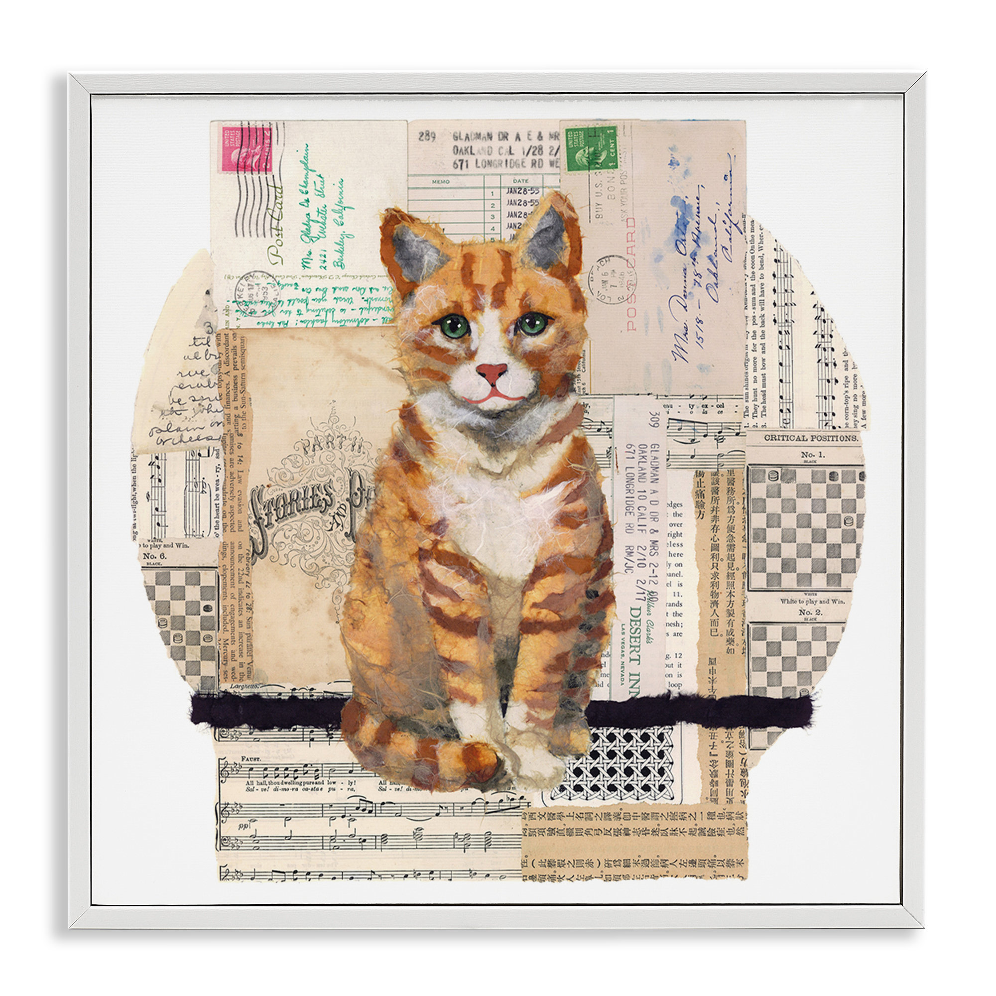 Stupell Industries Orange Cat Collage Framed Giclee Art by Nancy ...