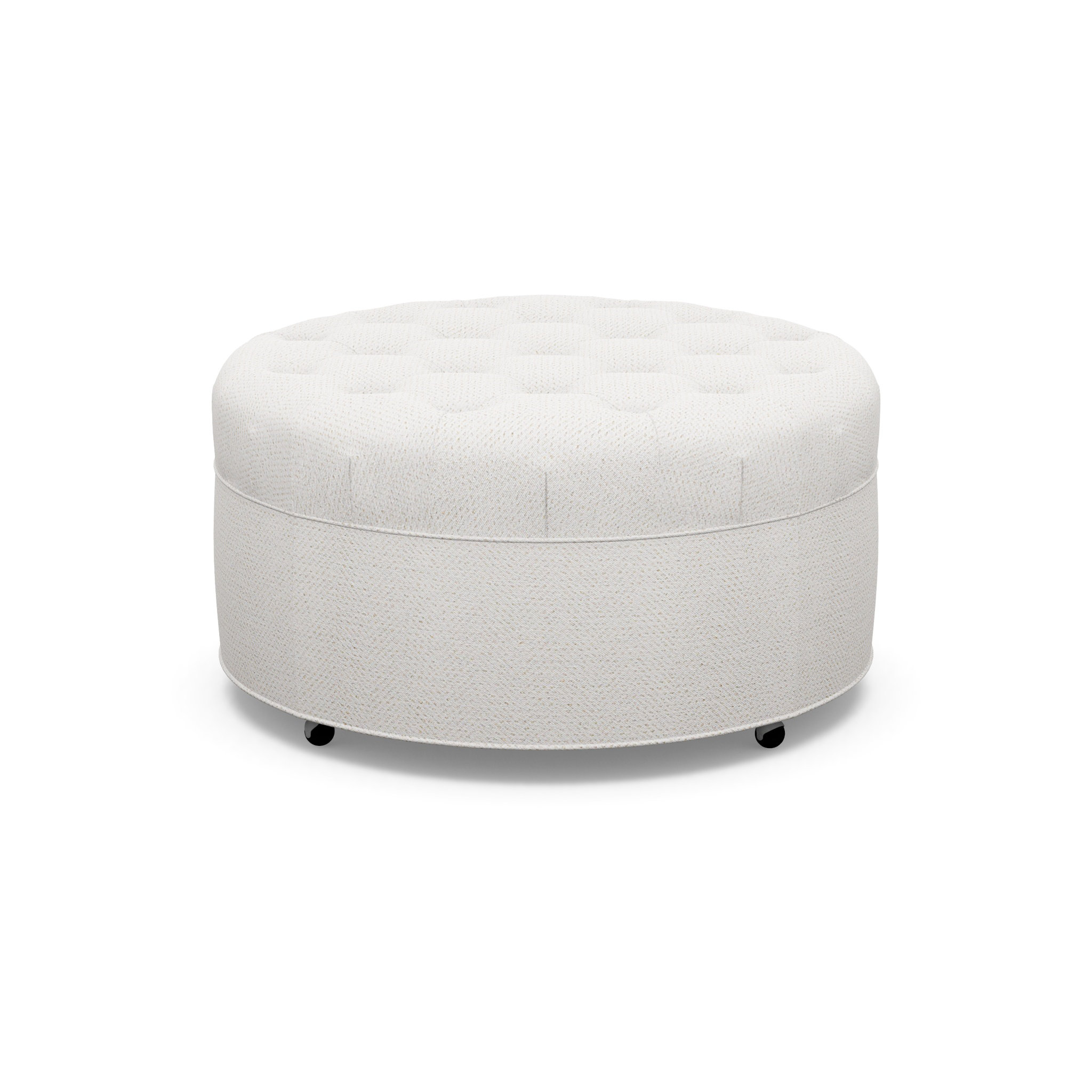 Paul Robert 19" H x 36" W Tufted Round Standard Ottoman with Casters ...