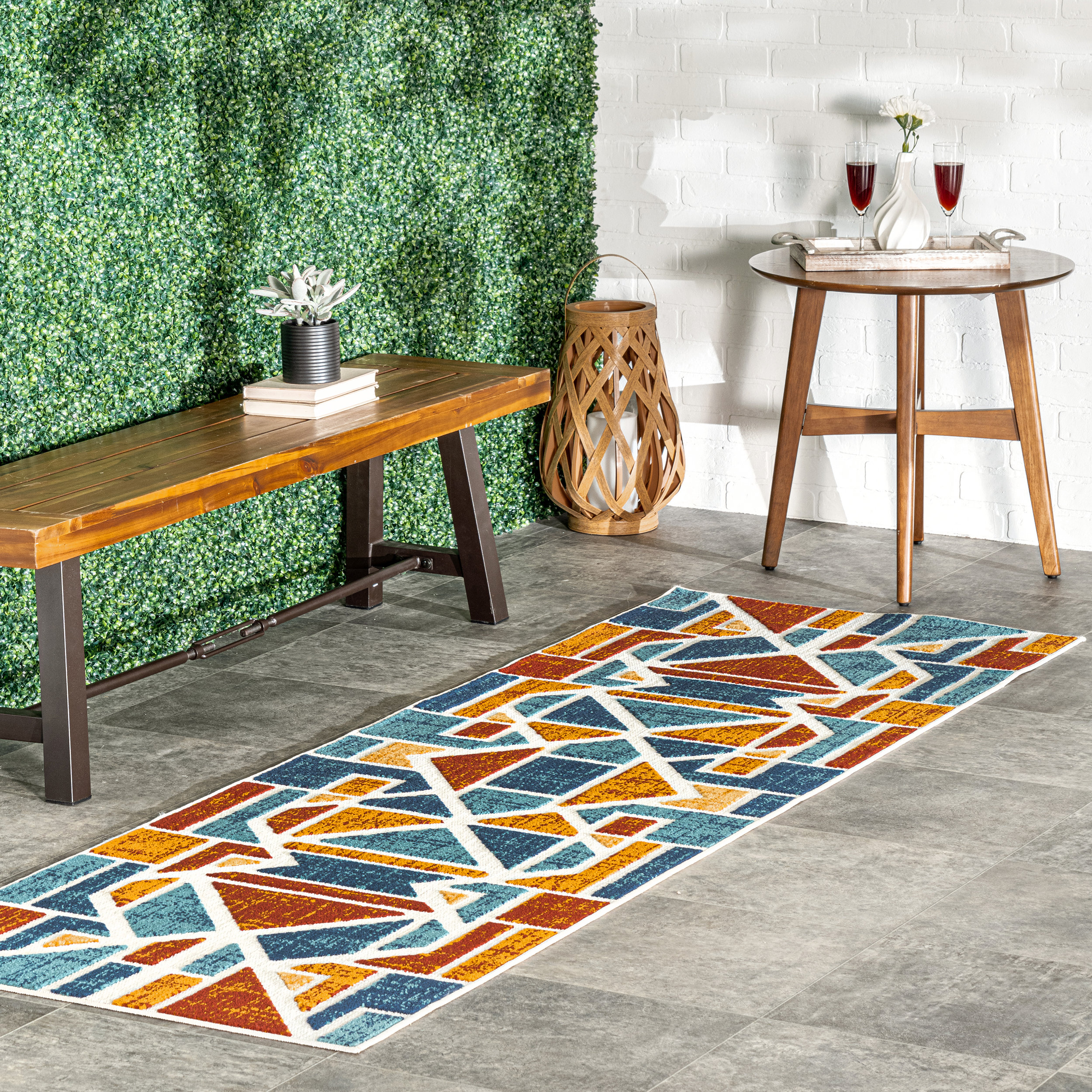 Wade Logan® Cottingham Abstract Blue/Orange Indoor/Outdoor Area Rug ...