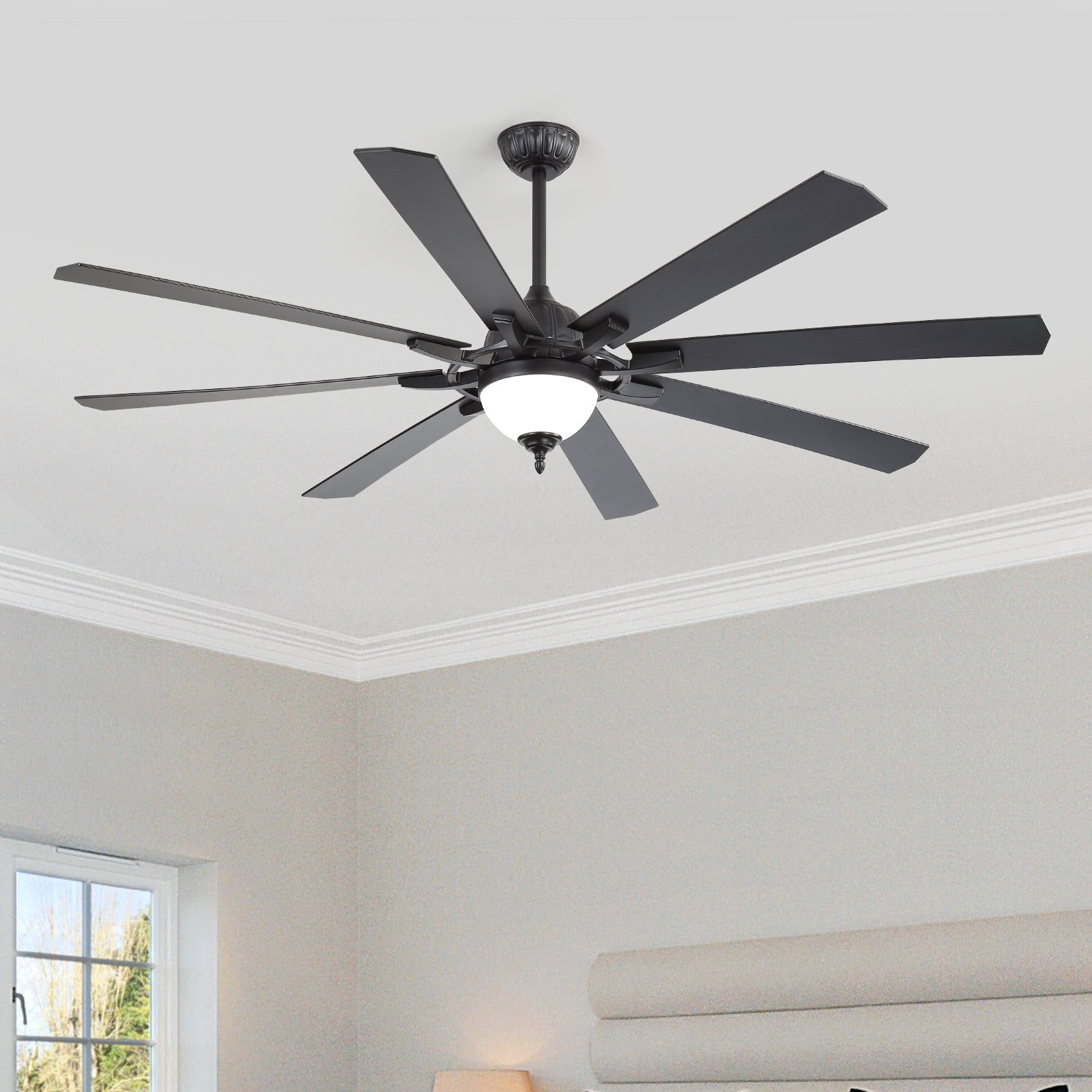 Winston Porter 72 Inch Ceiling Fan With Light, 8 Blades Ceiling Fan ...