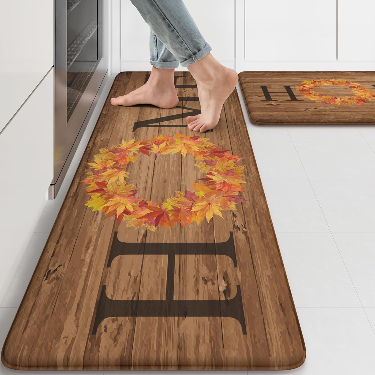 Gracie Oaks The Fatigue Pumpkin Kitchen Mat for Floor, Fall Kitchen ...