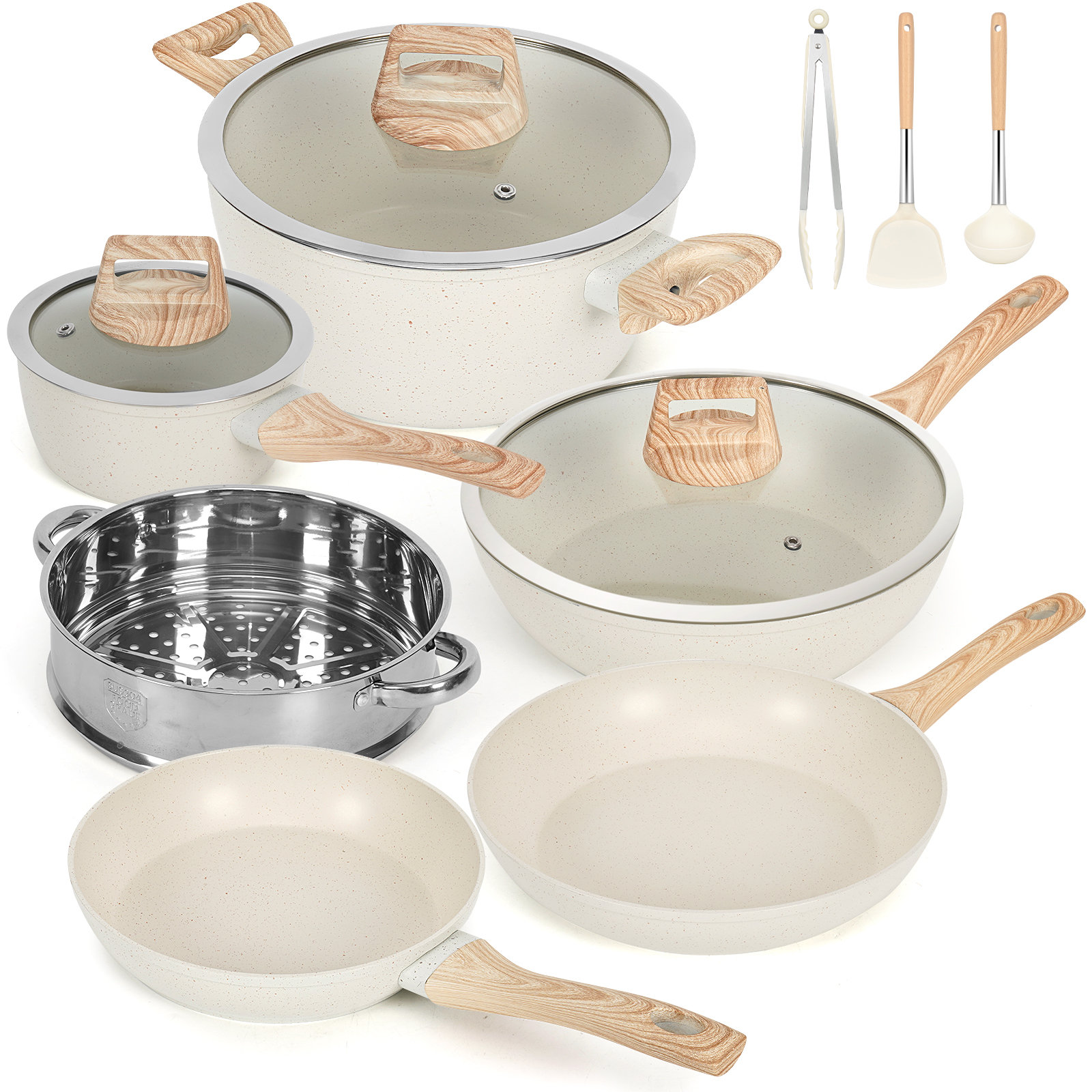 daily High Performance Cookware Pots and Pans Set, 12 Piece Large Size ...