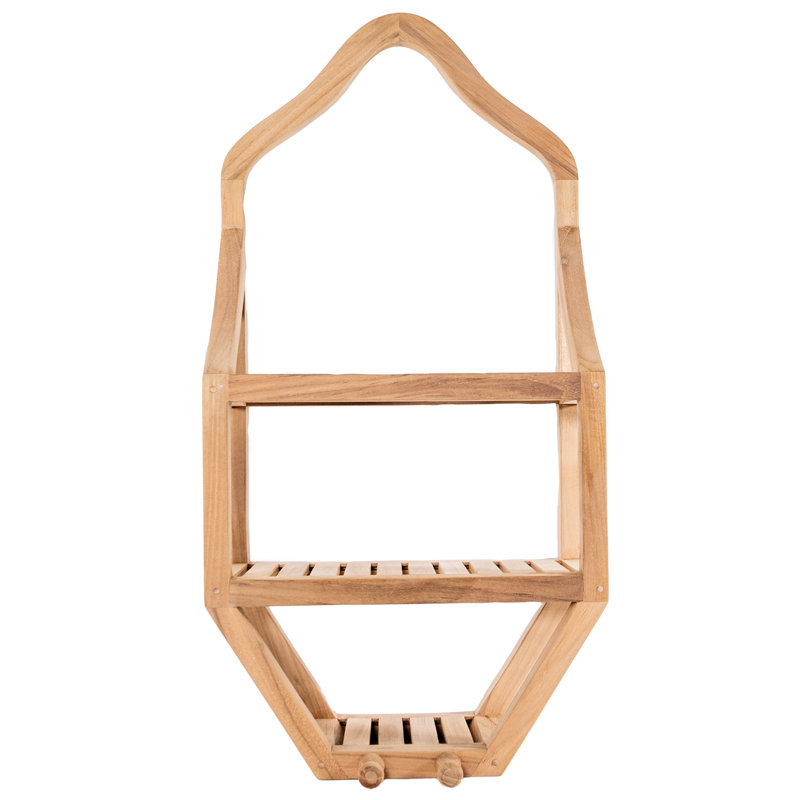 Red Barrel Studio® Nordic Teak Natural Teak Wood Hanging Shower Caddy ...