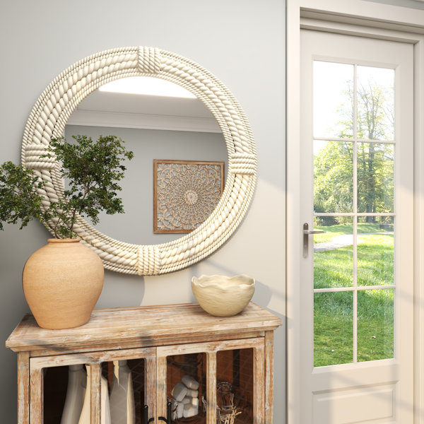 Birch Lane™ Frony Wooden Coiled Rope Room Wall Mirror with Wrapped Rope ...