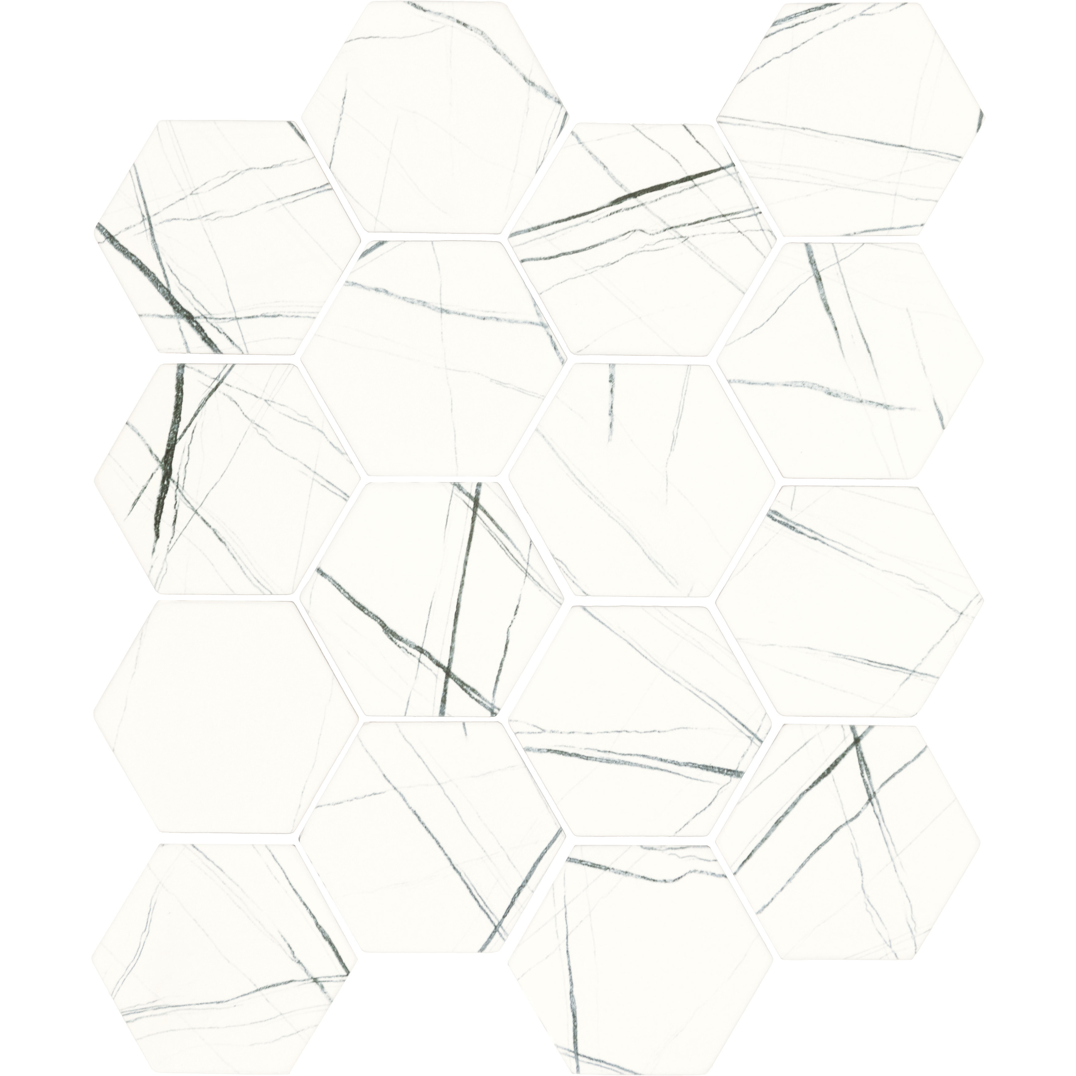 Itona Tile Matte Ceramic Marble Look Hexagon Mosaic Floor and Wall Tile ...